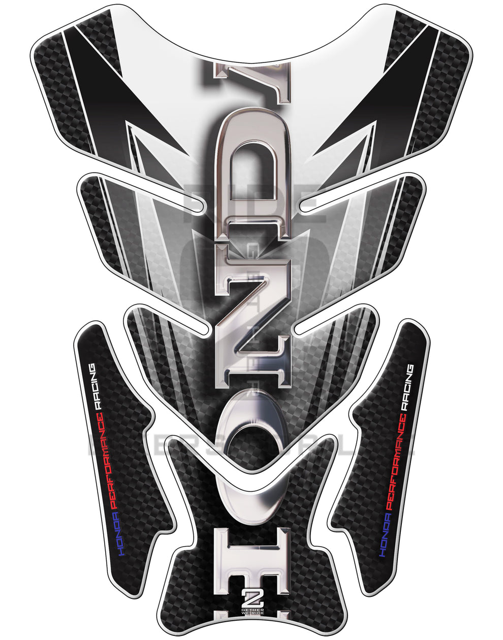 Honda Black, Carbon Fibre with White Trims, Protective Tank Pad. Fits ...