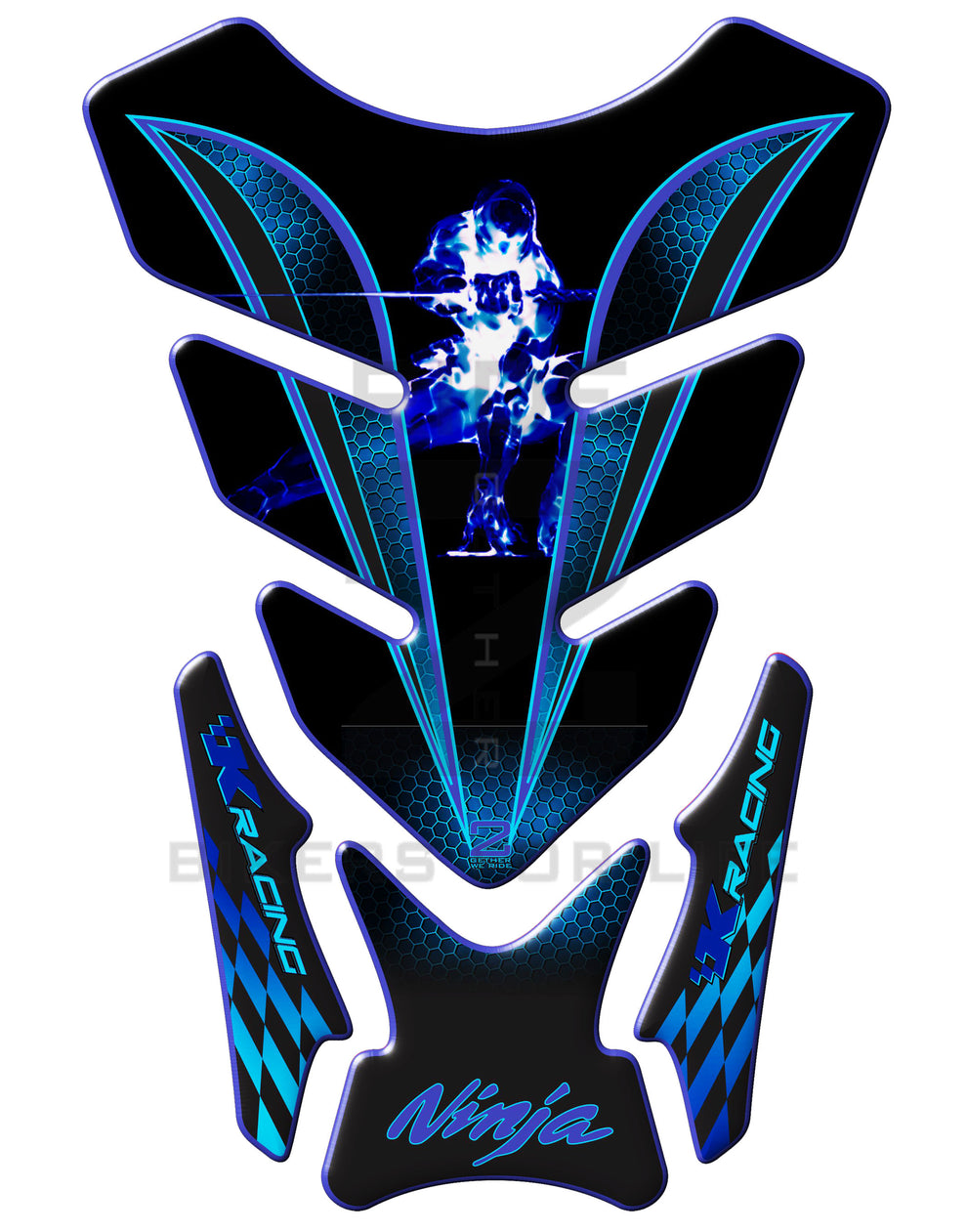 Kawasaki Ninja Blue and Black Motor Bike Tank Pad / Protector ...