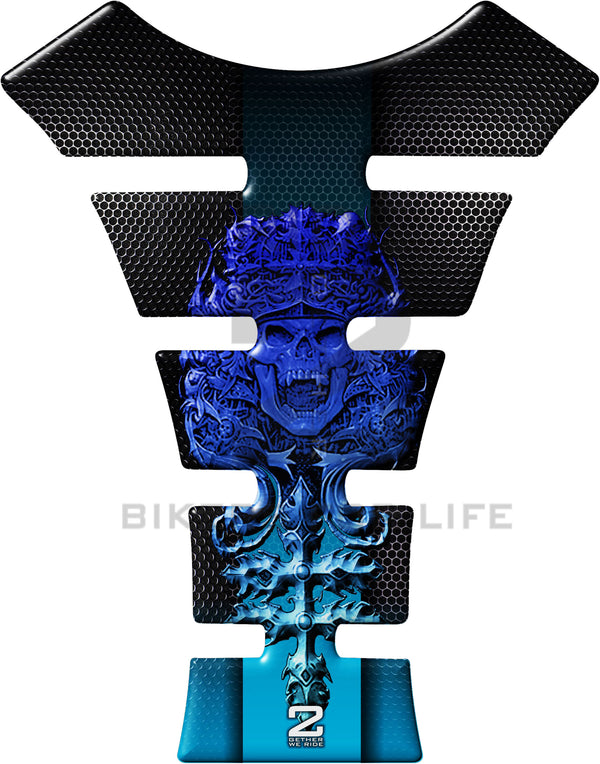Universal Fit Blue Mayan Skull Tank Pad Protector. A Street Pad which ...