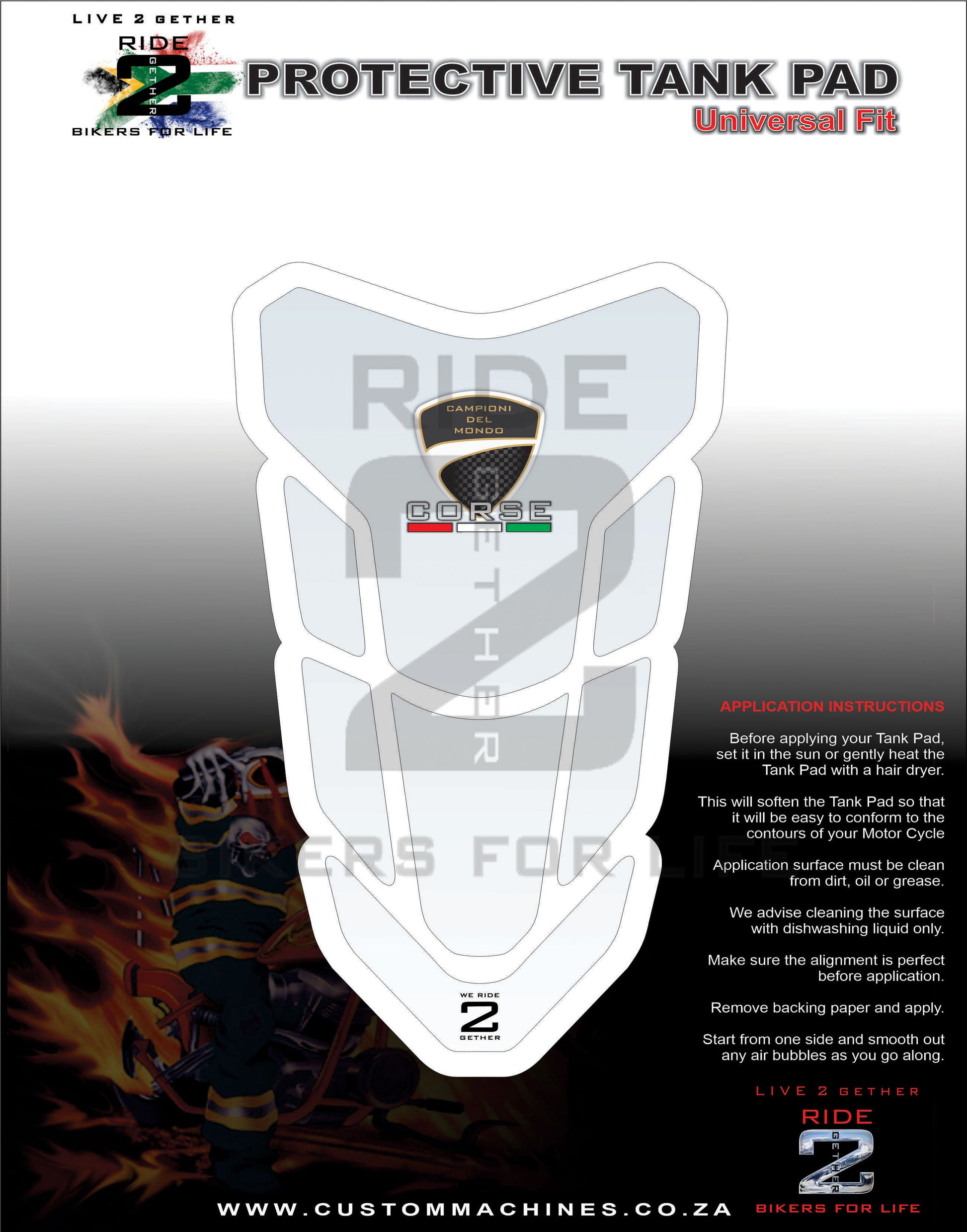 Ducati White Motor Bike Tank Pad – custommachines