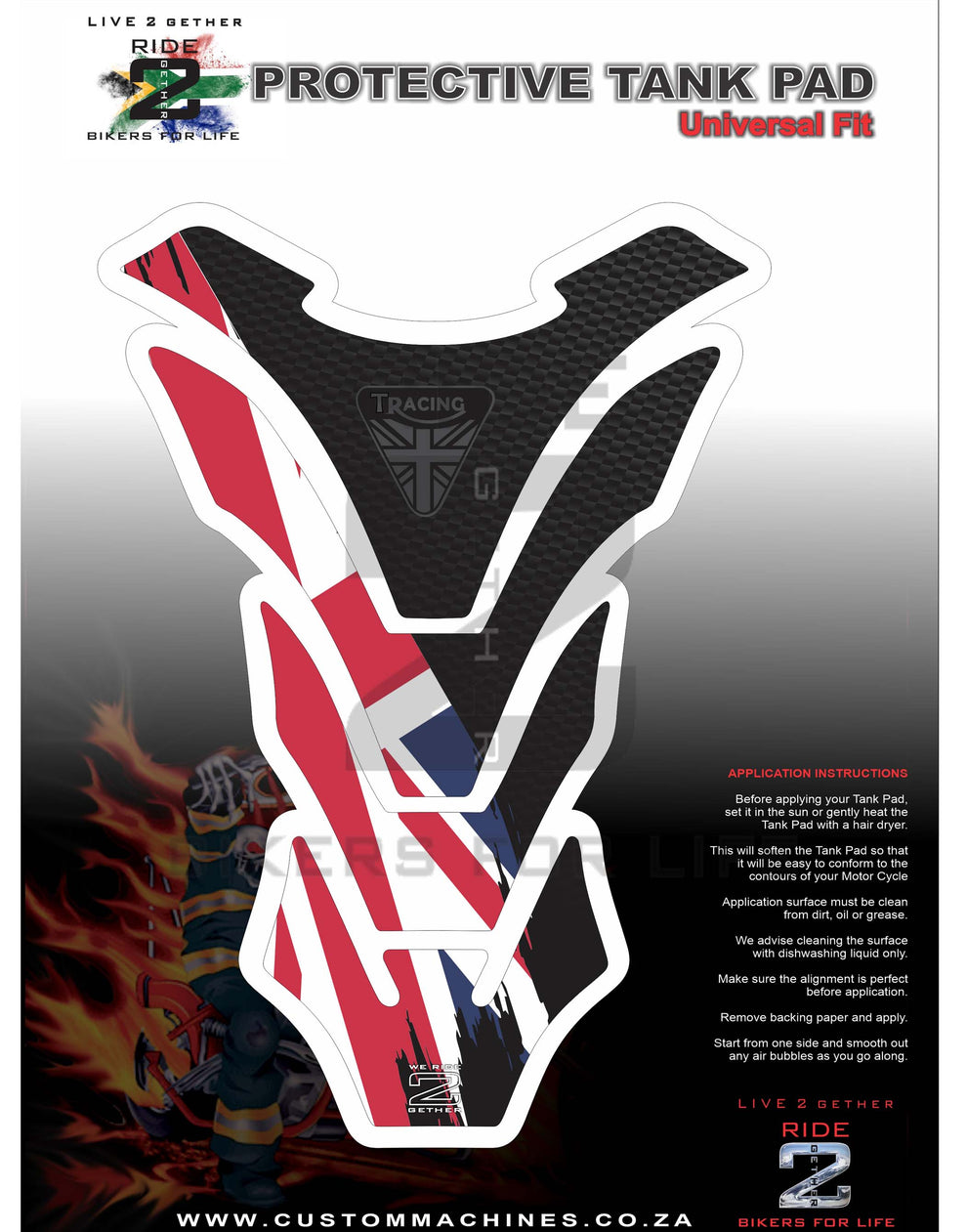 Triumph Carbon Fibre Universal Fit Tank Pad Protector – custommachines