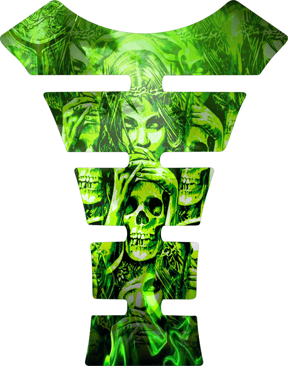 Universal Fit Green Crucifix Skull Tank Pad – custommachines